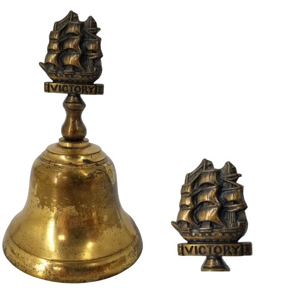 Unknown | Accents | Vintage Brass Hand Bell Ringer Tall Ship Boat ...